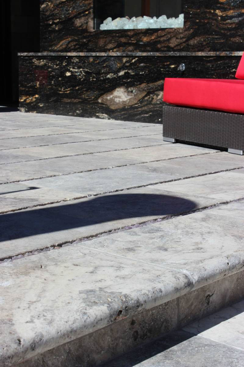 Silver Travertine Pool Coping - YF Alaska